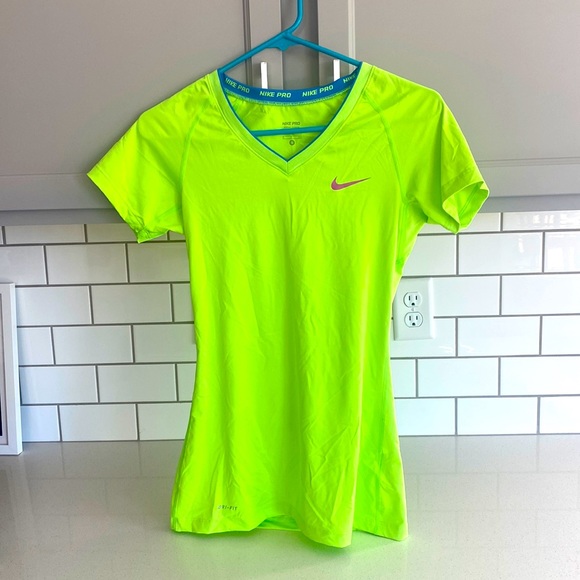 Nike | Tops | Neon Green Nike Pro Shirt | Poshmark